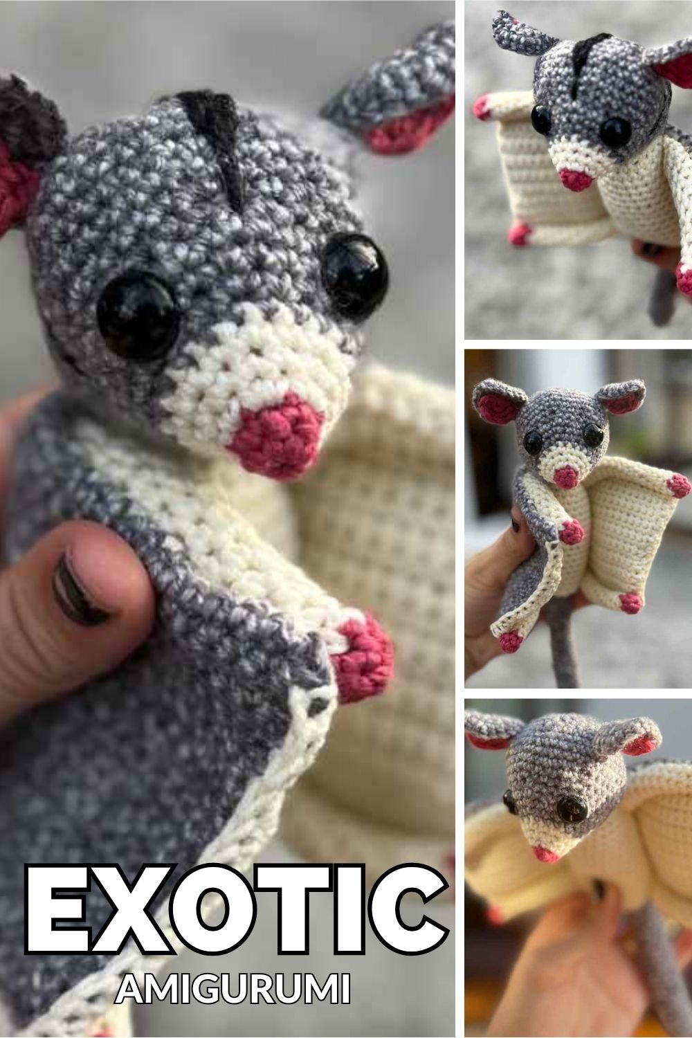 Realistic Crochet Sugar Glider Pattern by Lucy Kate Crochet