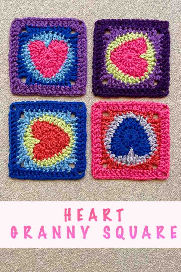 Bright and Modern Heart Granny Square Pattern